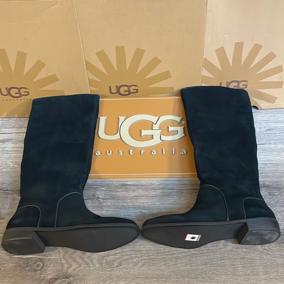 UGG | Shoes | Brand New Ugg Womens Gracen Black Suede Leather Knee High ...